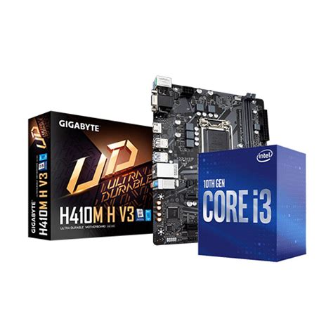 Intel Core I3 10100 10th Gen Processor And Gigabyte H410m H V3 10th Gen Ultra Durable