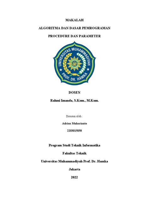Makalah Algoritma Dan Pemprograman Procedure Pdf