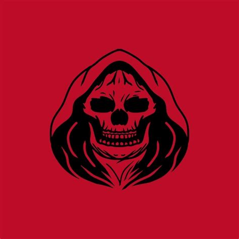 Ilustración dibujo a mano diseño de vector de cráneo rojo Vector Premium