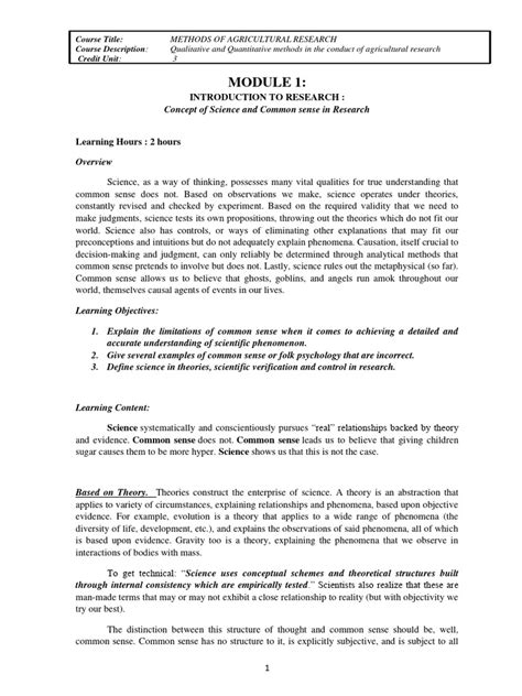 Module 1 Intro To Research Pdf Science Theory