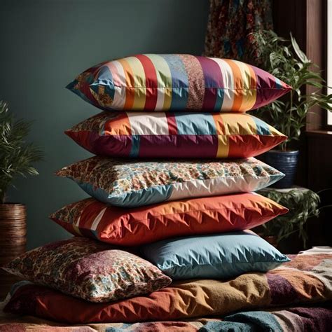 Premium Ai Image Colorful Pillow Stack Mockup