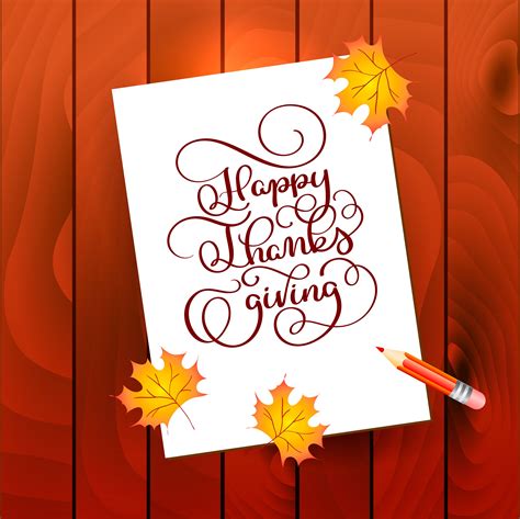 Hand Drawn Calligraphy Lettering Text Happy Thanksgiving Celebration