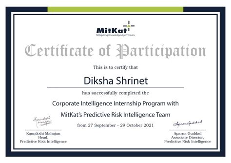 Diksha Shrinet On Linkedin Internship Intelligence Team Thankyou