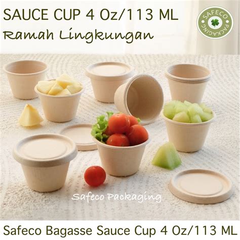 Jual Bagasse Safeco Packaging Tempat Saos Saus Sambel Cup Mini 4 Oz 113