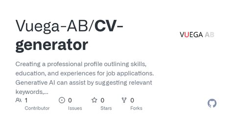 Github Vuega Ab Cv Generator Creating A Professional Profile