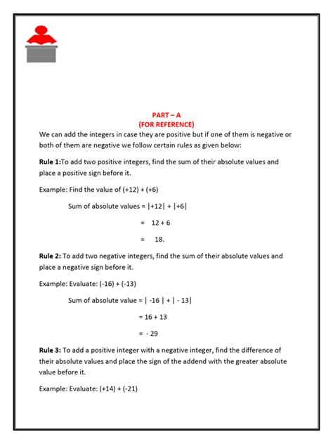 Class 6 Math Adding Integers Guide Pdf Elementary Mathematics