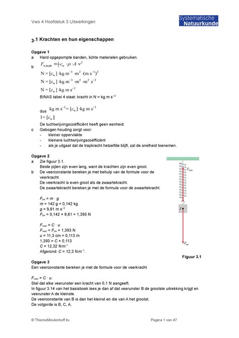 Hoofdstuk 3 Systematische Natuurkunde Vwo 4uitwerkingen 3 Krachten En