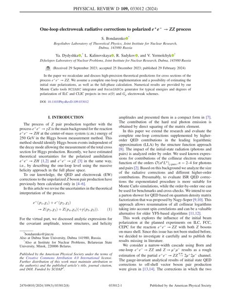 Pdf One Loop Electroweak Radiative Corrections To Polarized E E − → Z Z Process
