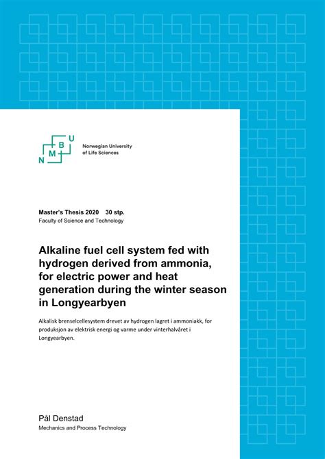 Alkaline Fuel Cell System Fed With Hydrogen Derived From Ammonia For