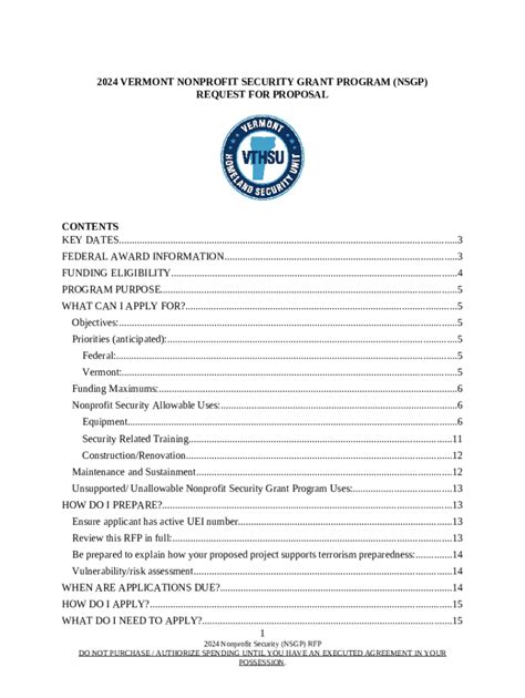 Fy 2024 Nonprofit Security Grant Program Fact Sheet Hsu Vermont Doc