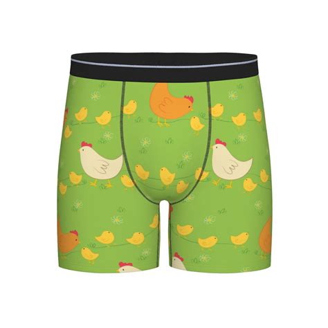 Boxer Briefs Long Boxer Briefs For Men Cartoon Cute Chicken Green