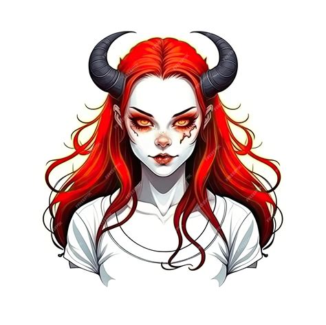 Premium Ai Image Beautiful Demon Girl On A White Background With Horns