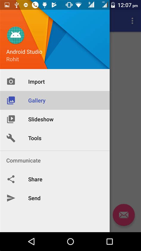 Java Android Navigation Drawer Provided By Android Studio Default