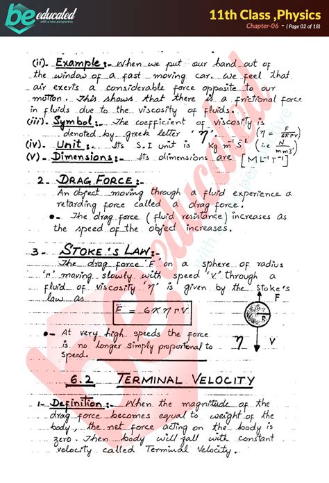 Chapter 6 Physic FSc Part 1 Notes Inter Part 1 Notes