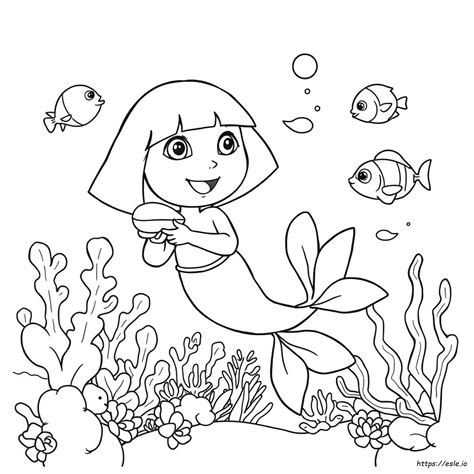 Mermaid Dora Coloring Pages