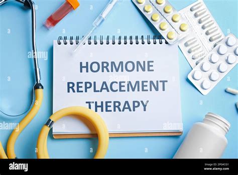 Notebook With Text Hormone Replacement Therapy And Medications On Light