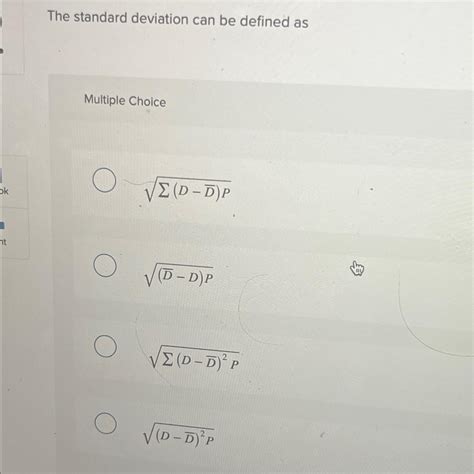 Solved The Standard Deviation Can Be Defined Asmultiple Chegg