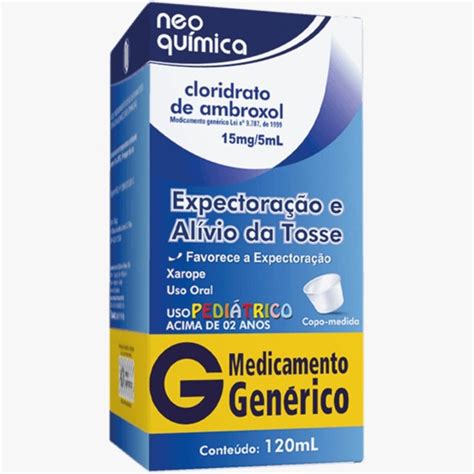 Cloridrato de Ambroxol Neo Química 3mg/mL, caixa com 1 frasco com 120mL de xarope + copo medidor ...