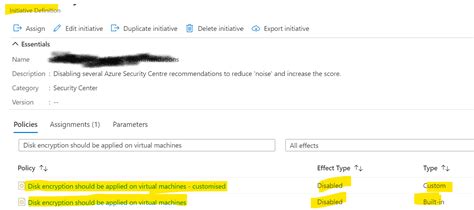 Trying To Disable Azure Security Center Recommendations With Policies Stack Overflow