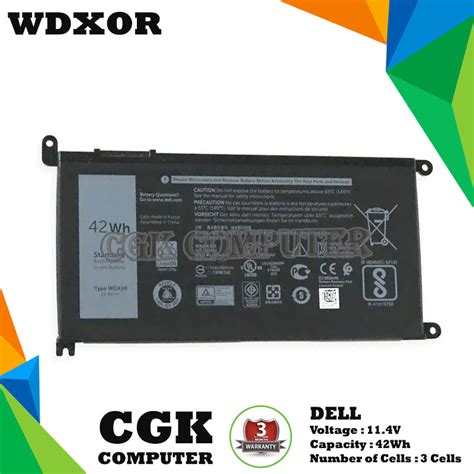 Jual Baterai Laptop Dell Latitude 3480 3580 3488 3490 42wh WDX0R WDXOR