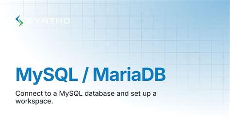 Mysql Mariadb Syntho Documentation