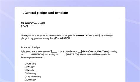 Nonprofit Donation Pledge Cards Free Templates Givebutter