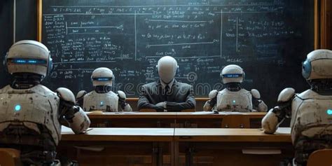 Robotic Class In A Futuristic Classroom Stock Illustration Illustration Of Artificial