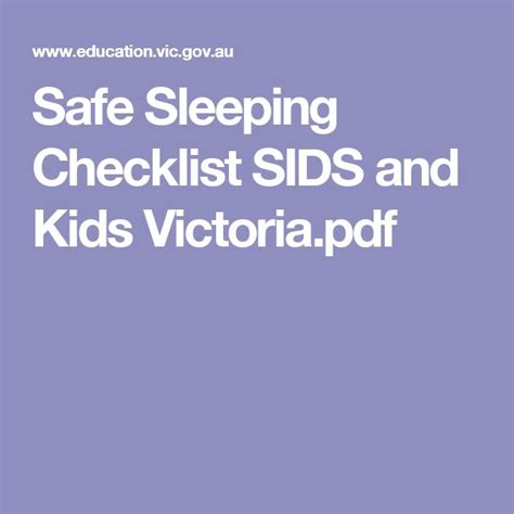 Safe Sleeping Checklist SIDS and Kids Victoria.pdf | Sids, Checklist, Leadership