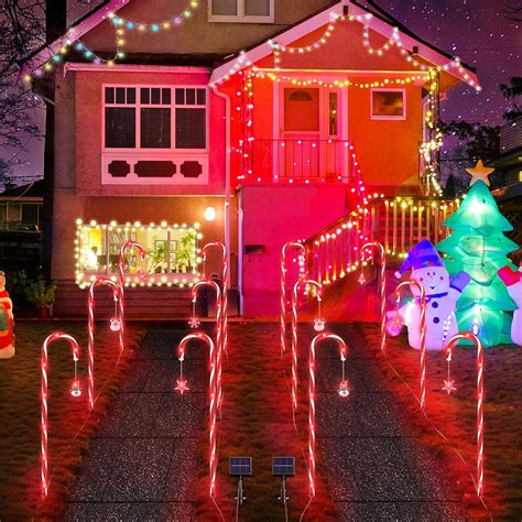 Luces Solares De Bastón De Caramelo Luces Rojas Paquete De 12 Luces Mejoradas De 28 Pulgadas