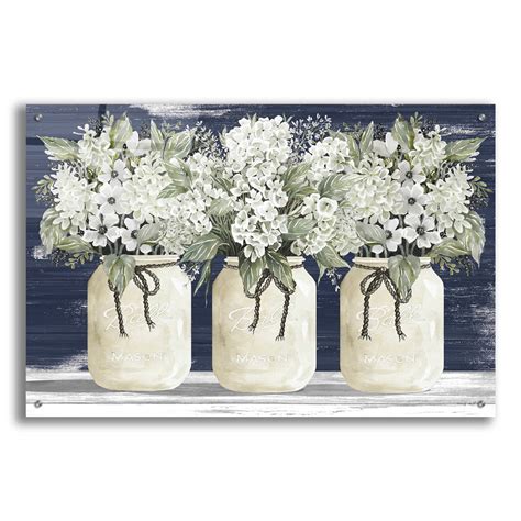 Epic Art White Floral Trio By Cindy Jacobs Acrylic Glass Wall Art