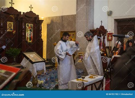 During Celebrating Baptism Of Jesus In The Parish Of Russian Orthodox