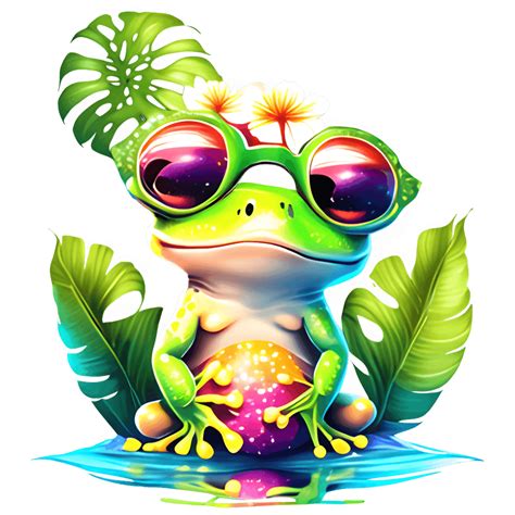 Cute Frog Sunglass Float Summer Beach Fun · Creative Fabrica