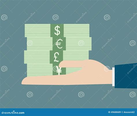 Business Hand Holding Stack Money Currency Concept Stock Vector