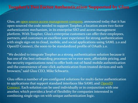 Ppt Toophers Two Factor Authentication Supported By Gluu Powerpoint