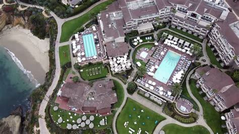 Top Down Wide Aerial View Of Montage Luxury Resort In Laguna Beach