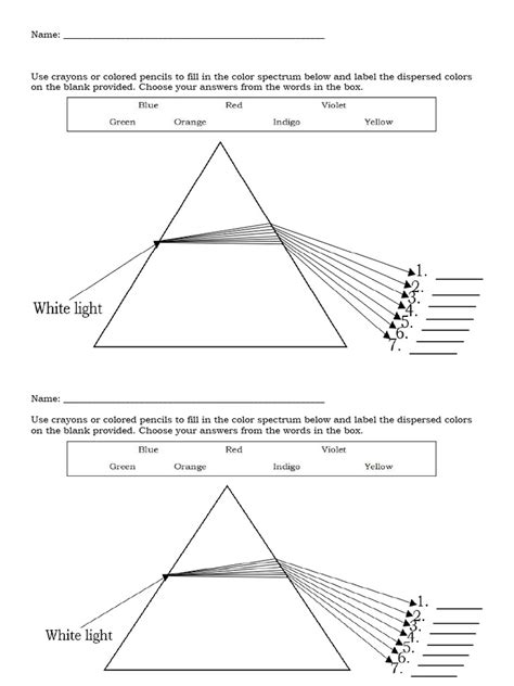 Use Crayons Or Colored Pencils To Fill In The Color Spectrum Below And