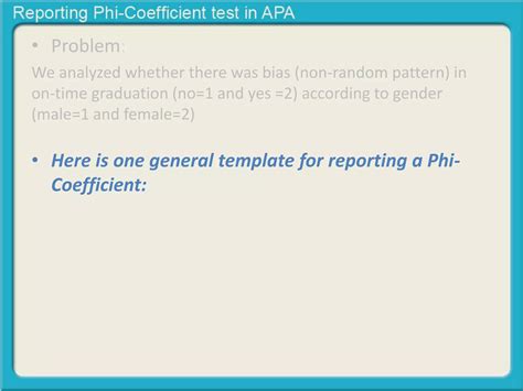 Reporting Phi Coefficient Test In Apa Pptx