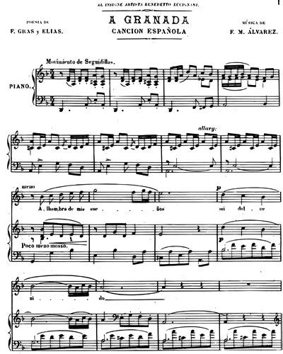 A Granada Sheet Music By Fermín María Álvarez Nkoda Free 7 Days Trial