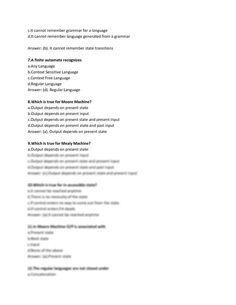SOLUTION Toc Unit I Mcq Formal Language Theory And Finite Automata Studypool