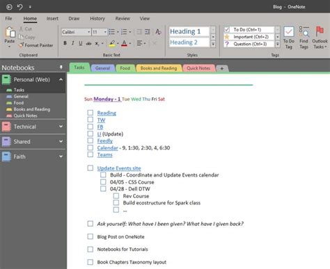How I Work Using OneNote For My Daily Task List One Note Microsoft Task List Therapy