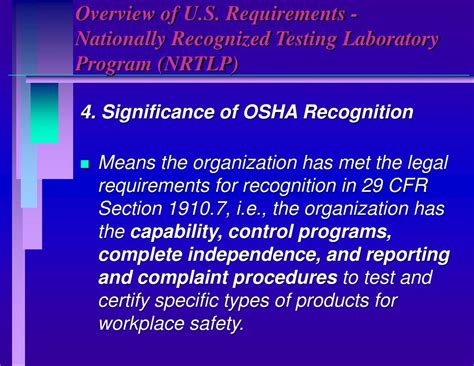 Ppt Workshop On Oshas Nationally Recognized Testing Laboratory Program Nrtlp Powerpoint