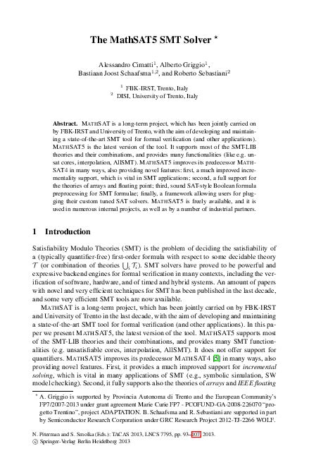 pdf the mathsat5 smt solver