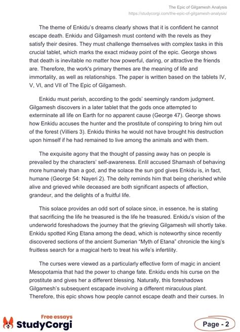 The Epic Of Gilgamesh Analysis Free Essay Example