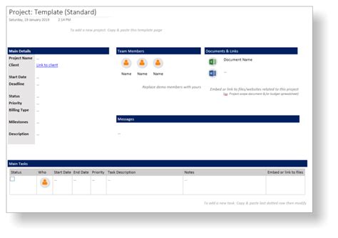 Project Management Powered By Onenote Templates For Onenote By