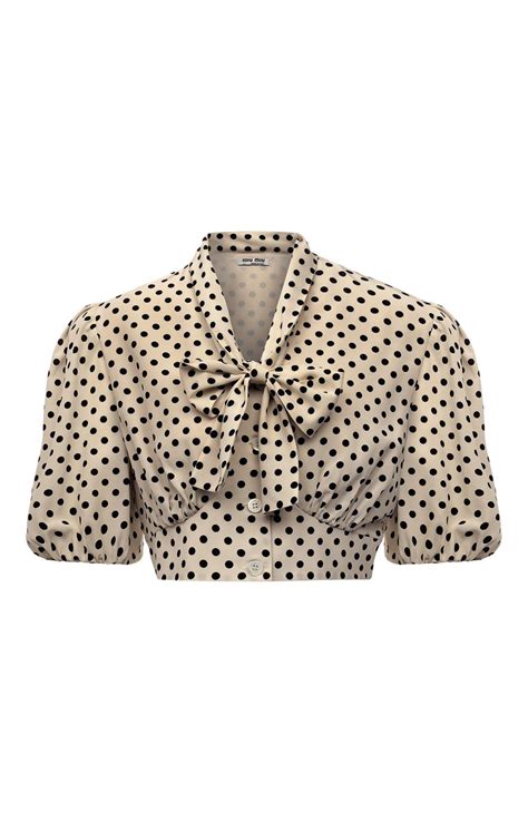 Женский кремовый шелковый топ Miu Miu купить в интернет магазине ЦУМ арт Mt1733 10mb F0a72