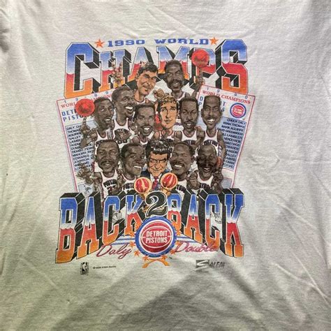1989 Detroit Pistons Nba Championship Shirt Vintage S… Gem