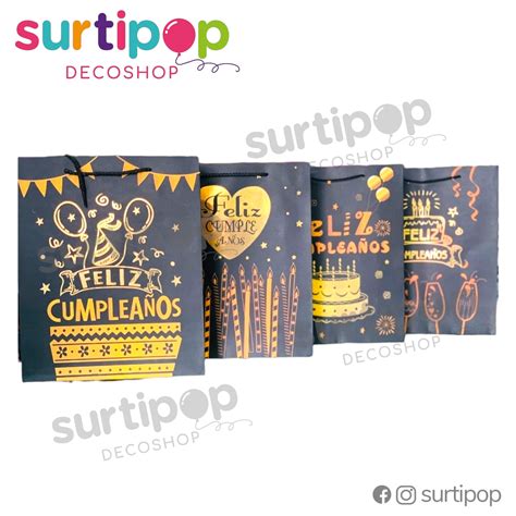 MGB 857 PAQ 12 PZS BOLSA IMPORTACION FELIZ CUMPLE EN NEGRO CHICA
