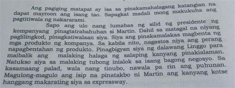 Gawain Sa Pagkatuto Bilang 1 Basahin At Unawain Ang Talata Sagutin