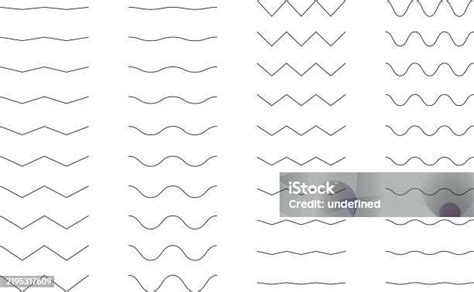 물결 모양의 곡선 지그재그 십자형 교차 수평선 세트 벡터 일러스트 레이 션 각도에 대한 스톡 벡터 아트 및 기타 이미지 각도 개체 그룹 곡선 Istock