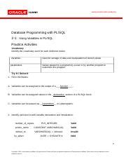 Plsql Practice Docx Oracle Academy Database Programming